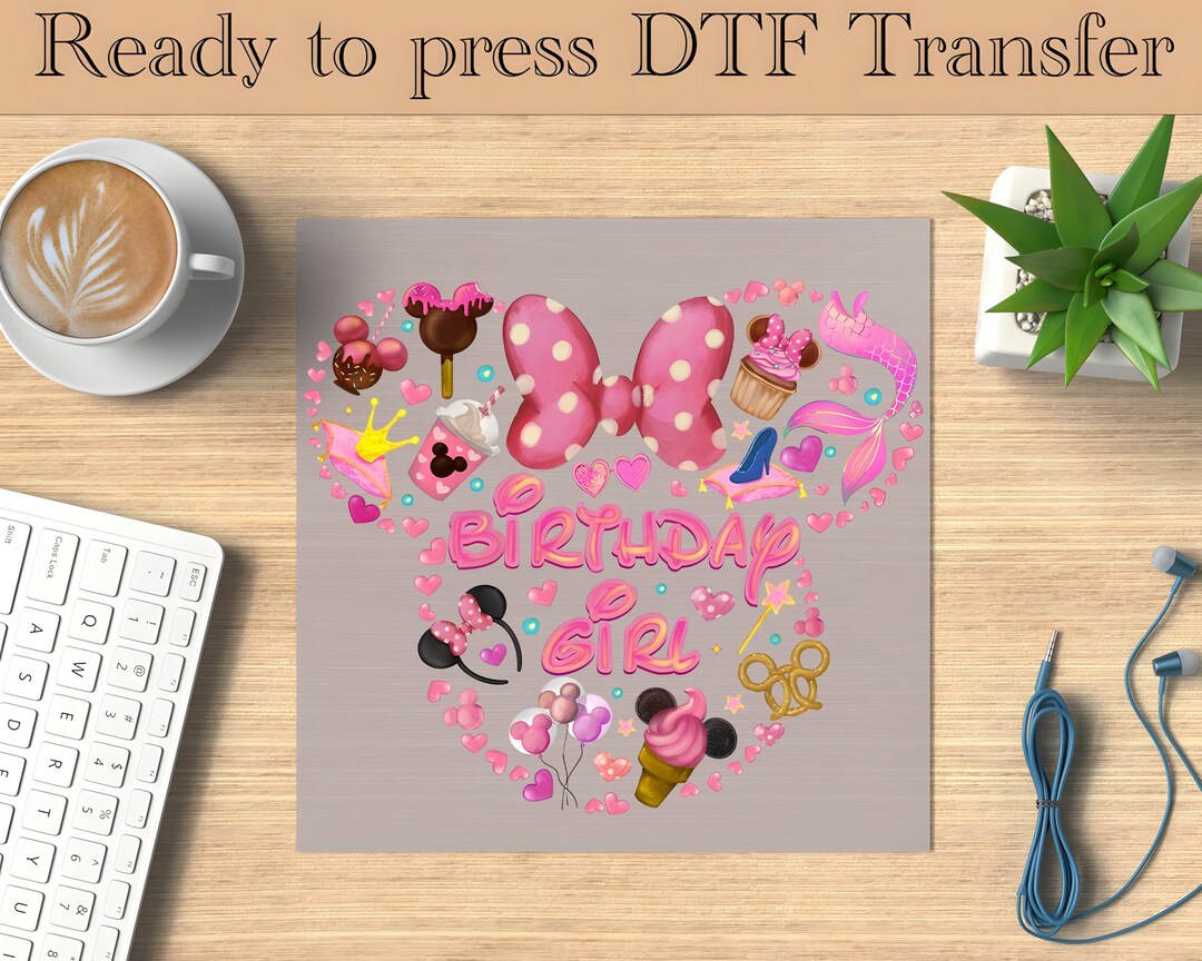 Minnie Mouse Birthday Girl Heat Transfer, Minnie Mouse Birthday DTF ...