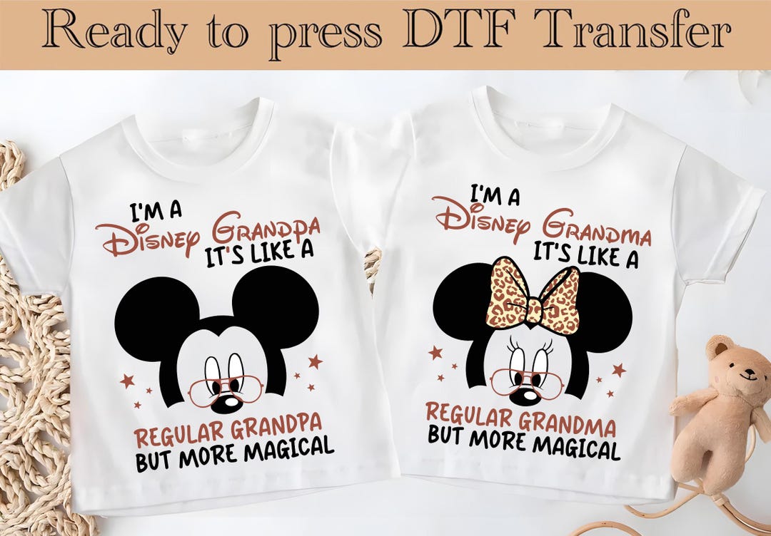 Grandma and Grandpa Mouse Ready to Press, Mickey Mouse Couple DTF ...