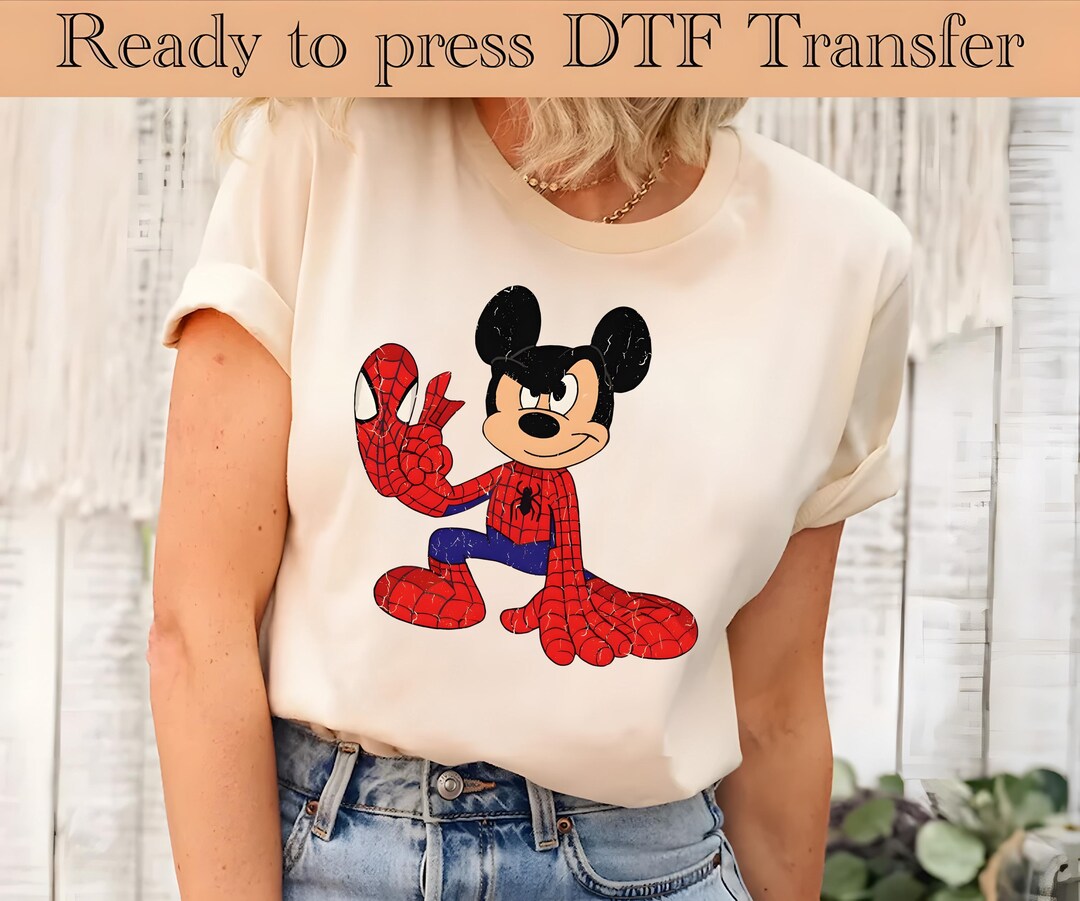 Mickey Mouse Spider Man DTF, Mickey Mouse Heat Transfer,disneyworld DTF ...