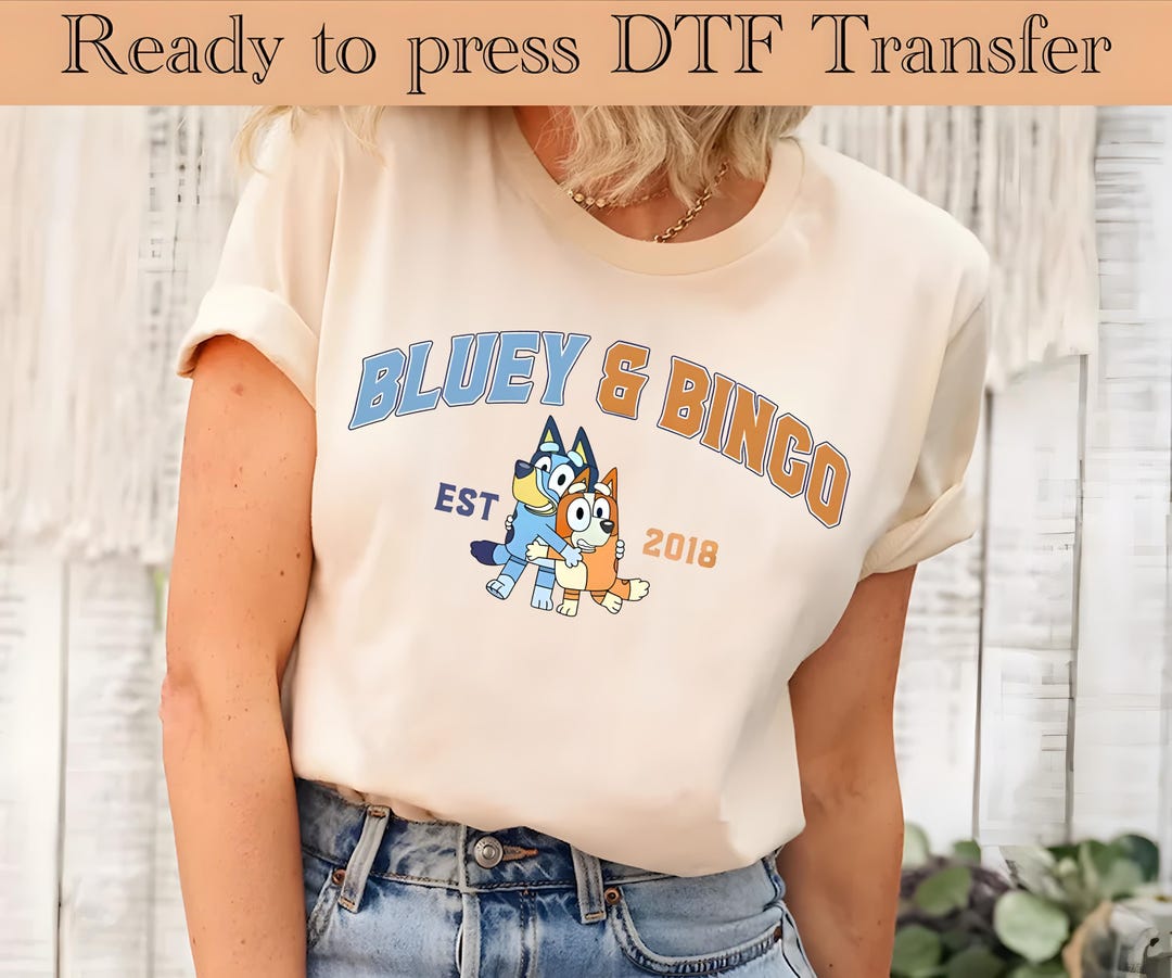 Bluey Est Ready to Press, Blue Dog DTF, Bluey Heat Transfer, Blue Dog ...