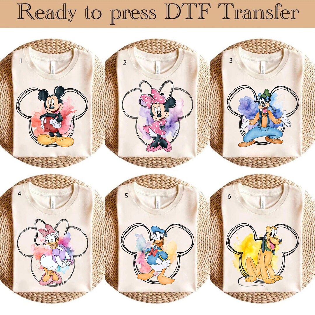 Disney Characters Watercolor DTF, Mickey and Friends Ready to Press ...
