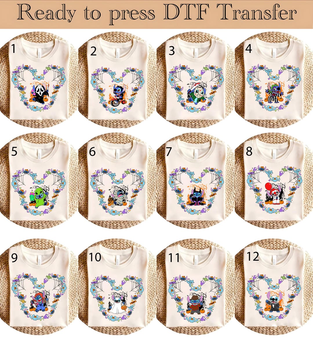 Halloween Stitch Mickey Head Ready to Press, Halloween Stitch Heat Transfer, Stitch DTF ...