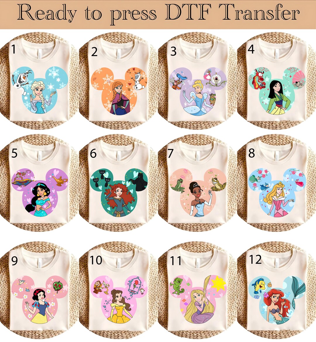 Disney Princesses Mickey Head Ready to Press, Disney Heat Transfer ...