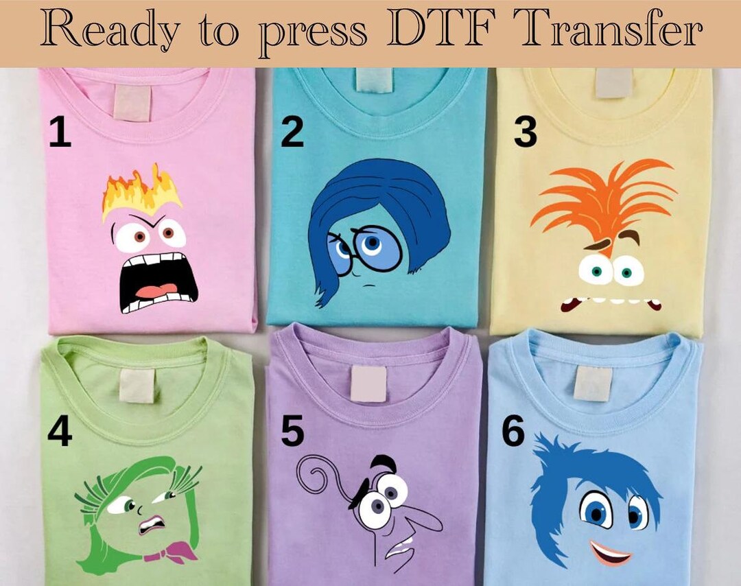 Inside Out Face DTF, Inside Out 2 Ready to Press, Inside Out Characters ...