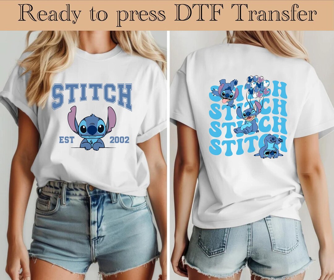 Disney Two-sided Stitch Est. 2002 DTF Transfer, Disney Stitch DTF ...