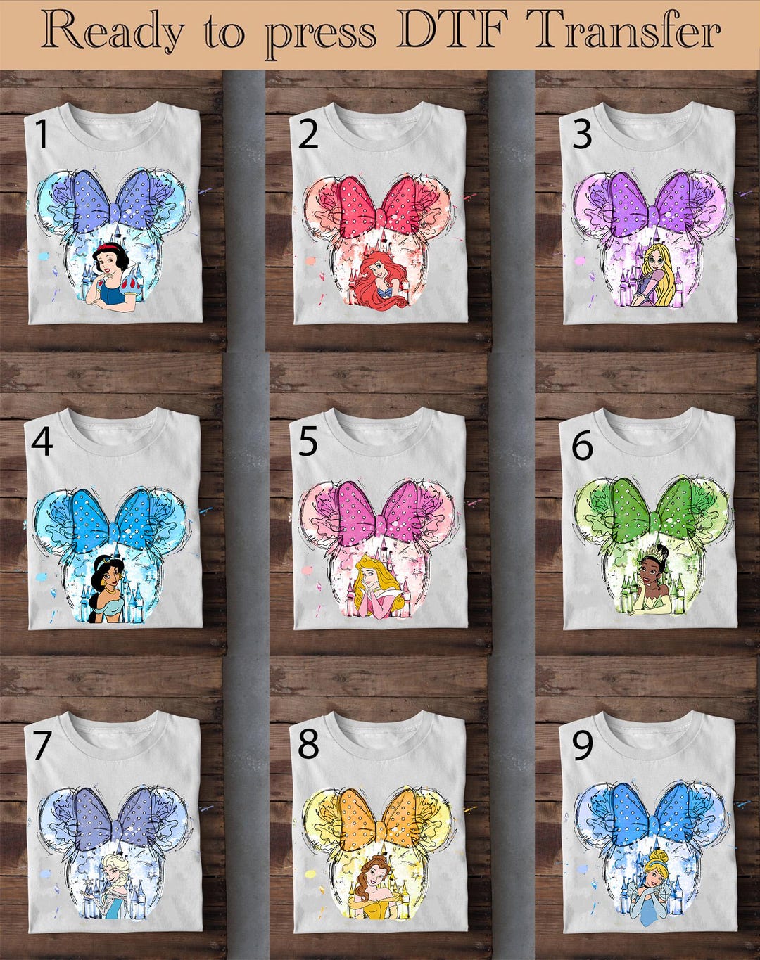Disney Princesses Ready to Press, Disney Heat Transfer, Rapunzel Dtf ...