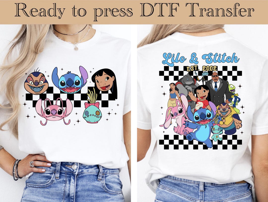 Disney Two-sided Lilo and Stitch DTF Transfer, Disney Stitch DTF ...