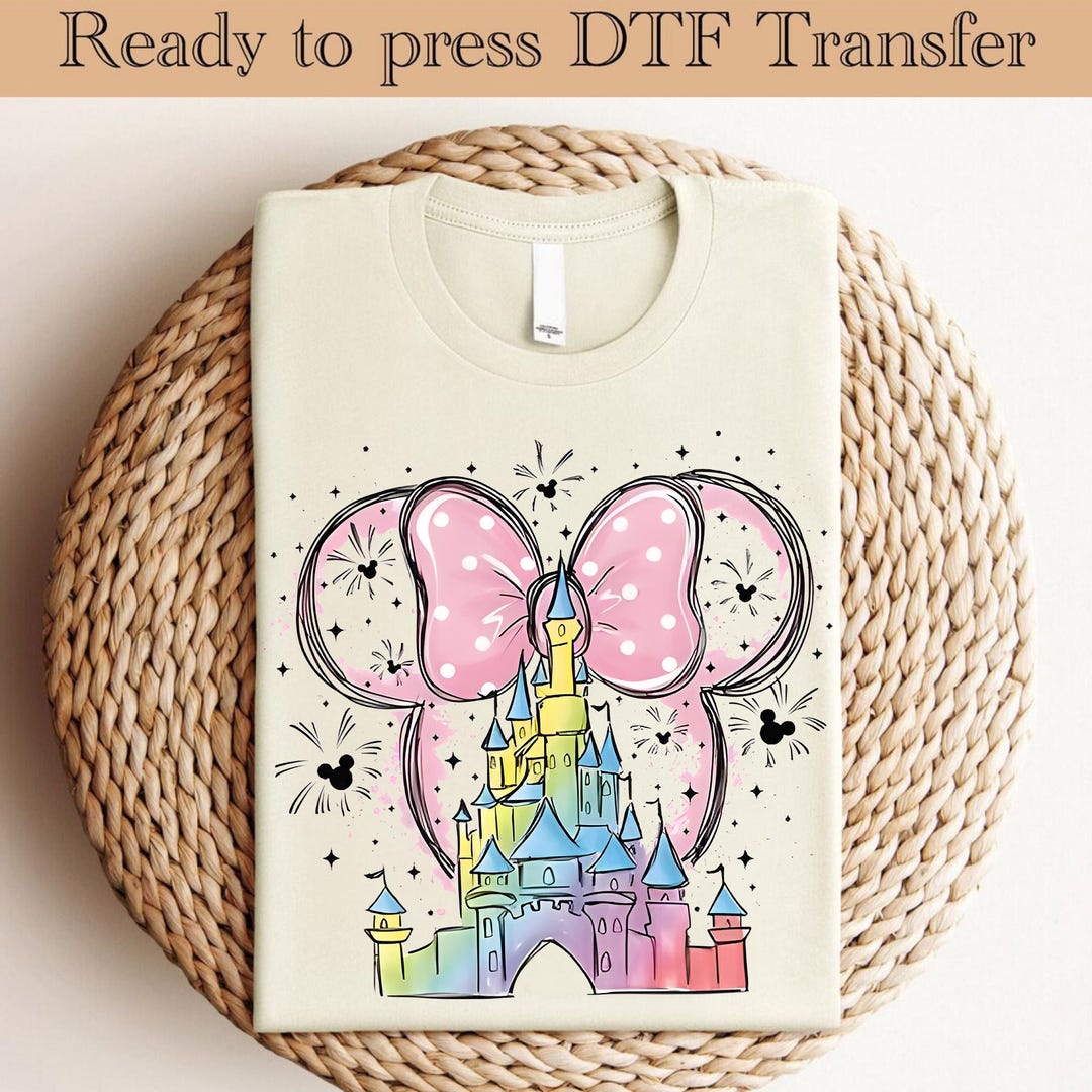 Minnie Mouse Castle DTF Transfer, Disneyland Ready to Press, Disney ...