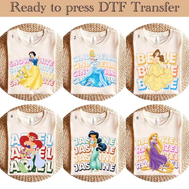 Disney Princesses Ready to Press, Disney Heat Transfer, Rapunzel Dtf ...