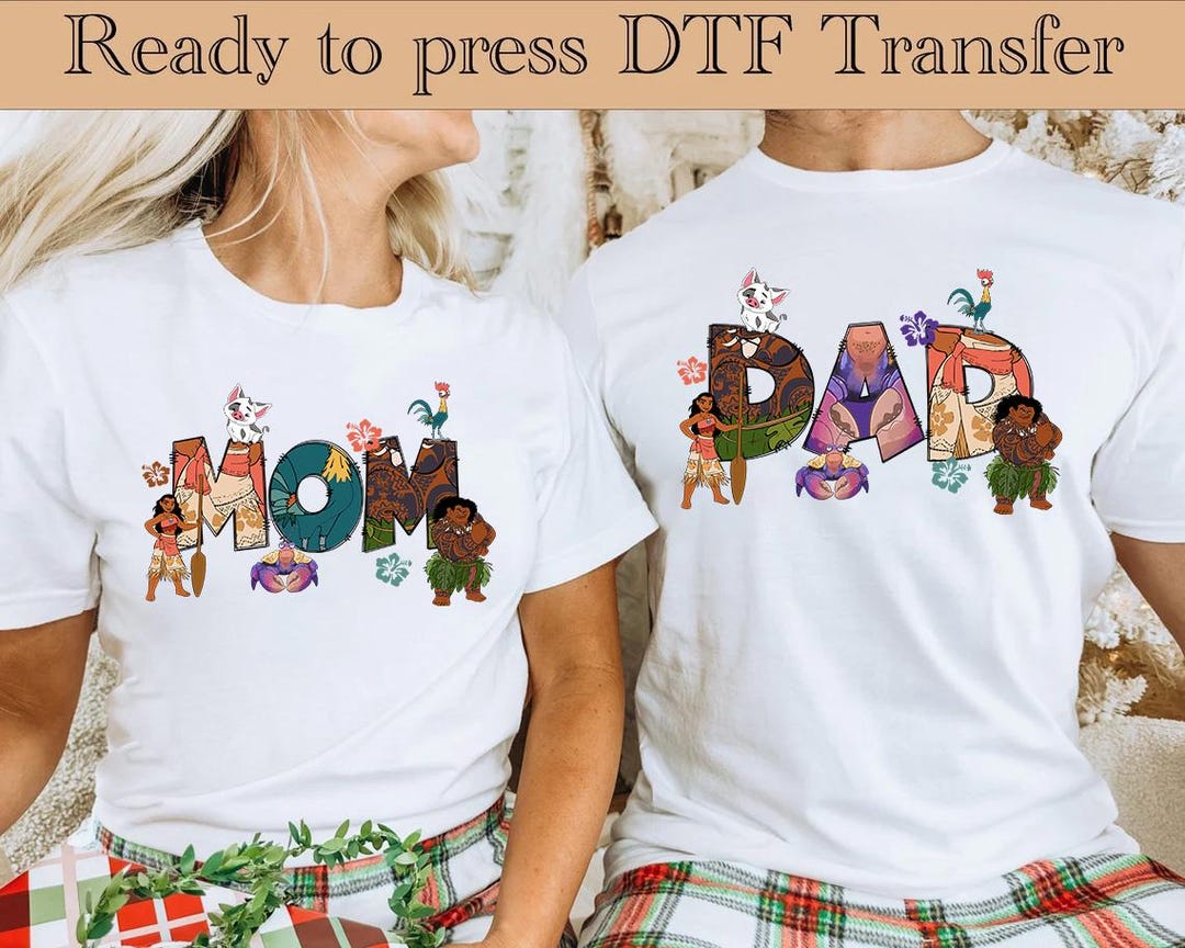 Disney Moana Mom and Dad DTF, Princess Moana DTF, Disney Princess ...
