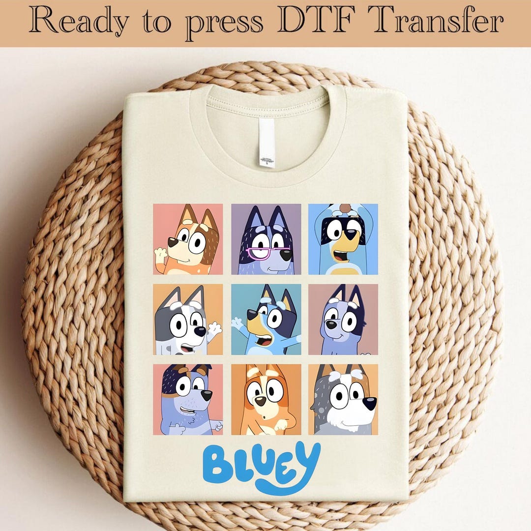 Bluey Ready to Press, Blue Dog DTF, Bluey Heat Transfer, Blue Dog Dtf ...