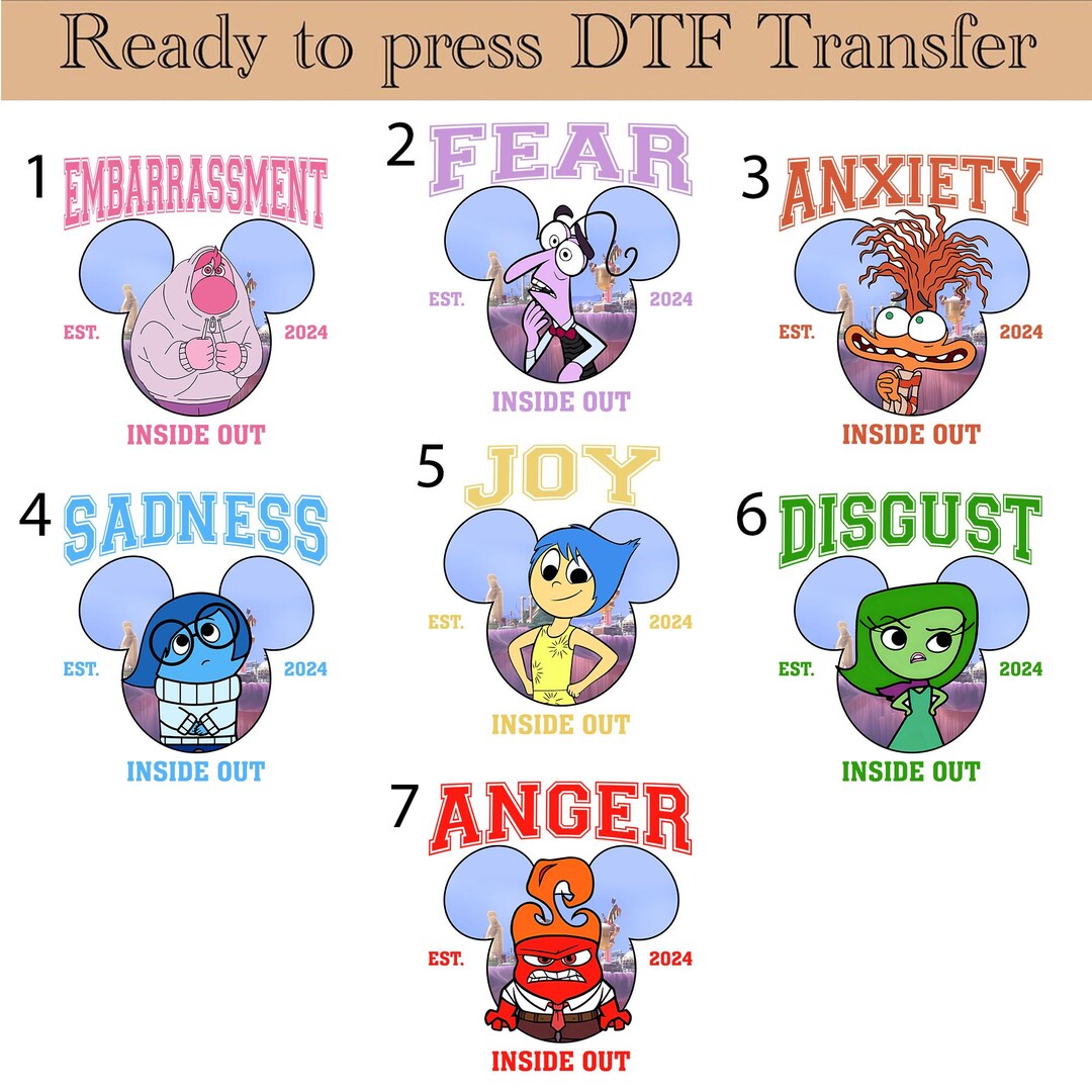 Inside Out DTF, Inside Out 2 Ready To Press, Inside Out Personagens ...
