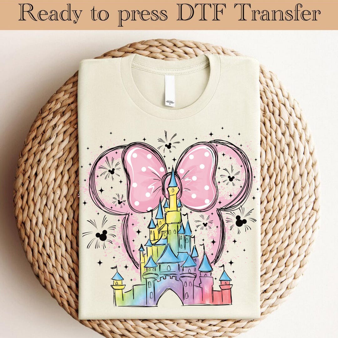 Minnie Mouse Castle DTF Transfer, Disneyland Ready to Press, Disney ...