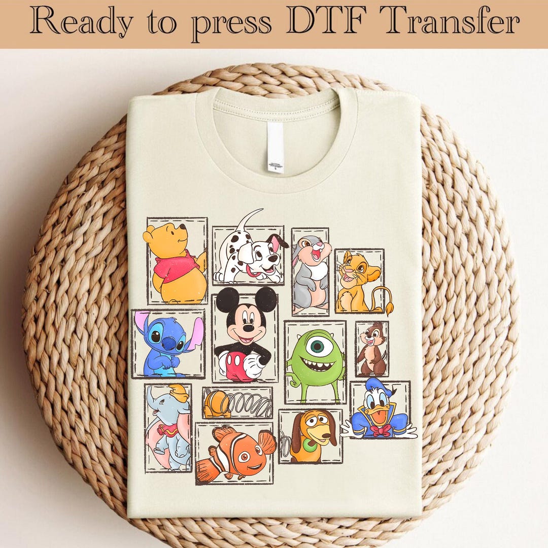 Disney Characters DTF Transfer, Disney Ready to Press, Disney Pixar ...