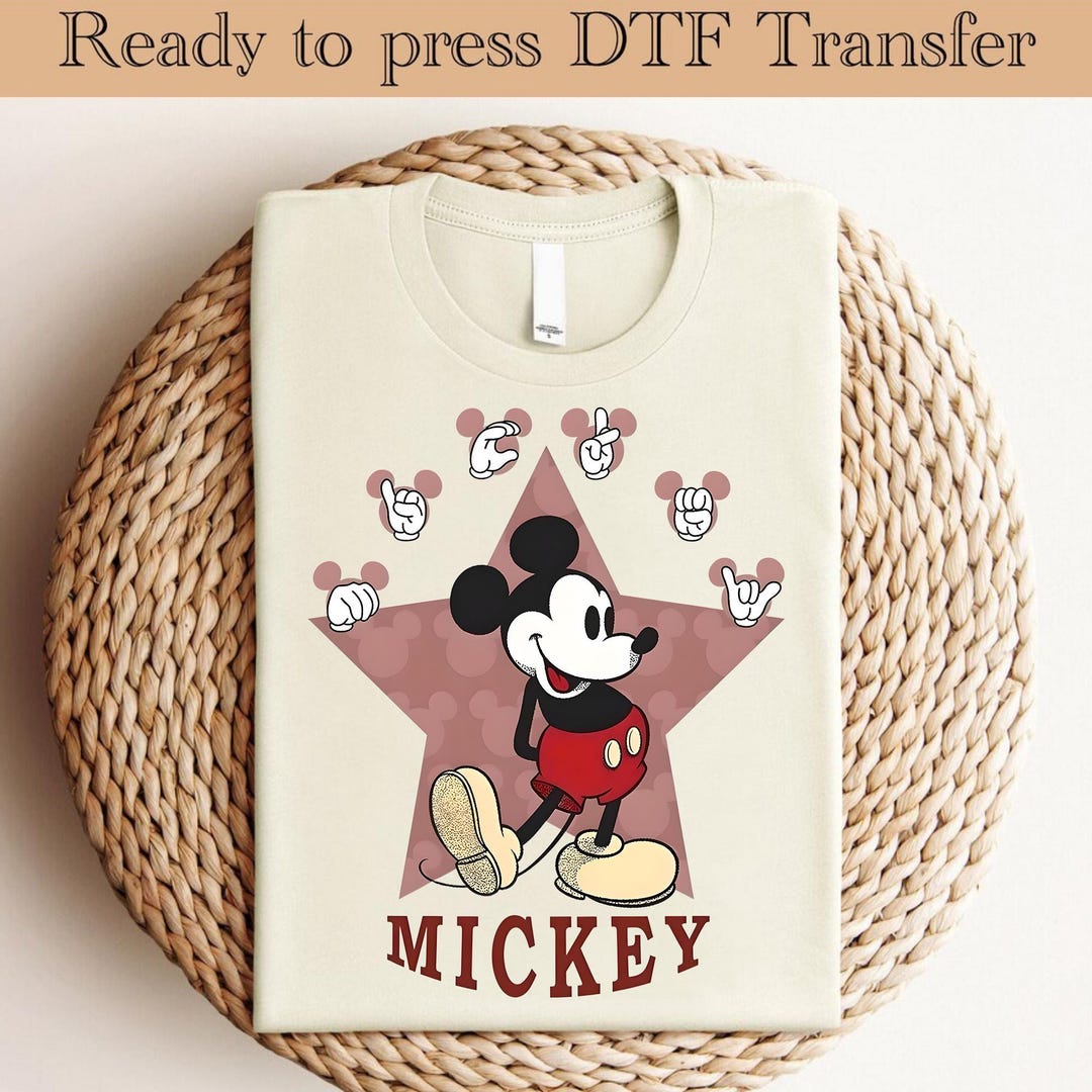 Mickey Mouse Heat Transfer ,mickey Mouse DTF, Disney Transfers, Ready ...