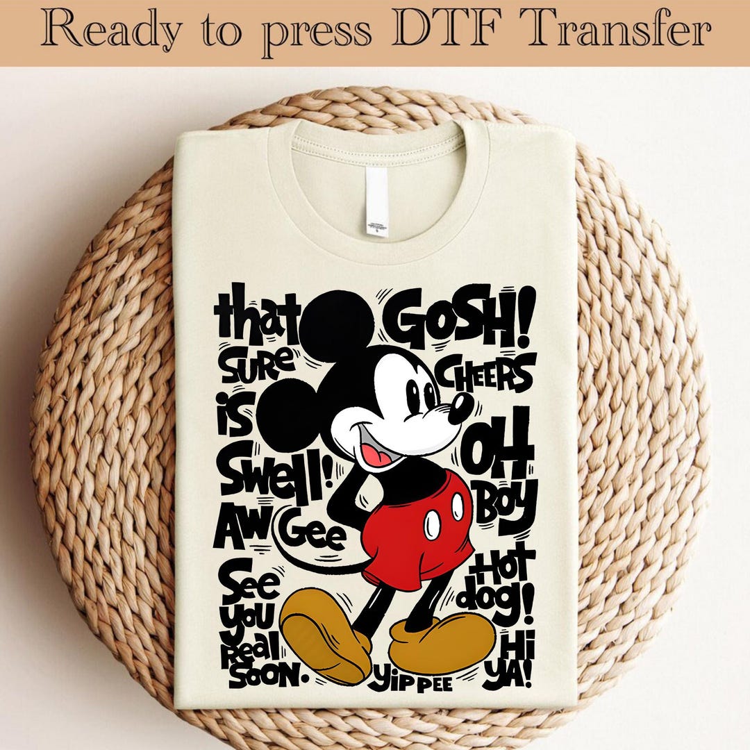 Mickey Mouse DTF, Mickey Mouse Heat Transfer, Disneyworld DTF Transfer ...