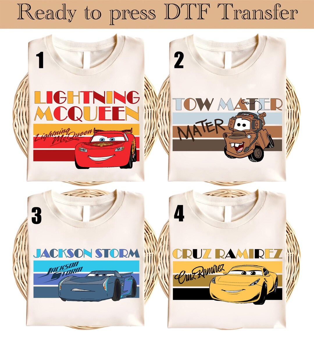 Cars Ready to Press Cars Movie Transfers, Mcqueen and Friends DTF ...