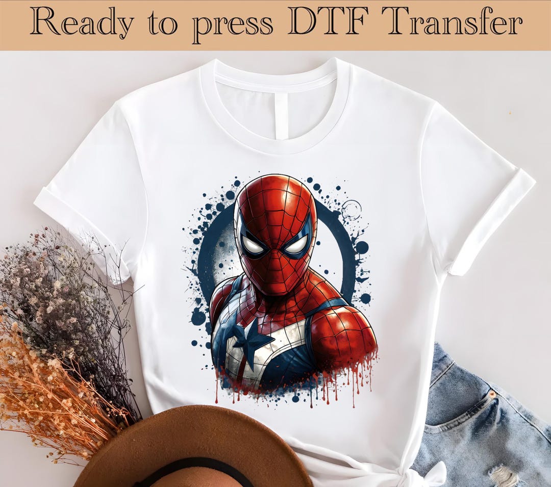Spiderman Ready to Press, Captain America DTF, Spiderman DTF Transfer ...