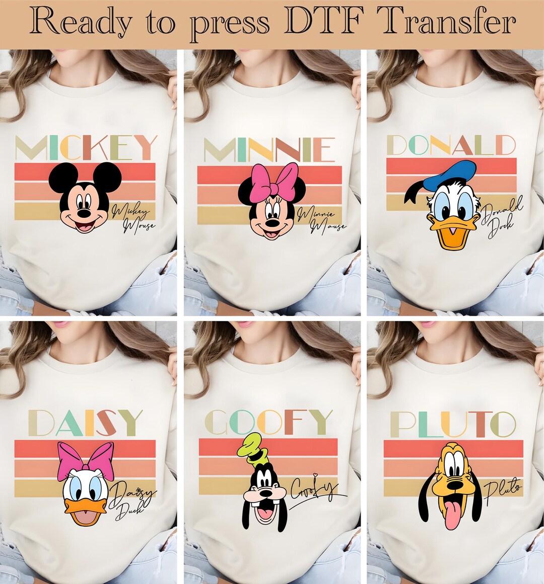 Disney Characters DTF, Mickey and Friends Ready to Press, Disneyland ...