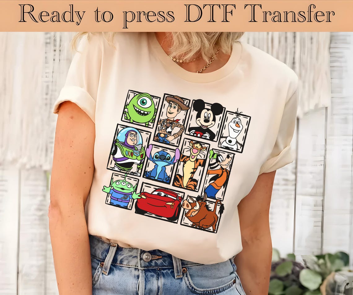 Disney Characters DTF Transfer, Disney Ready to Press, Disney Pixar ...