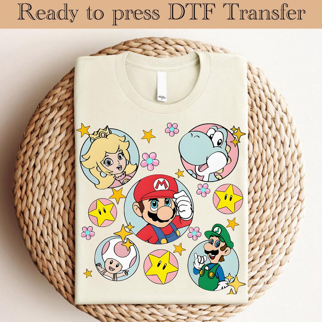 Super Mario Family DTF, Super Mario Character Ready to Press, Super ...