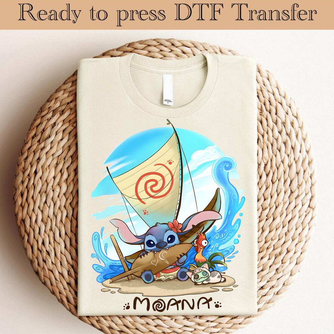 Moana Stitch Ready to Press, Disney Heat Transfer, Disney Summer DTF ...