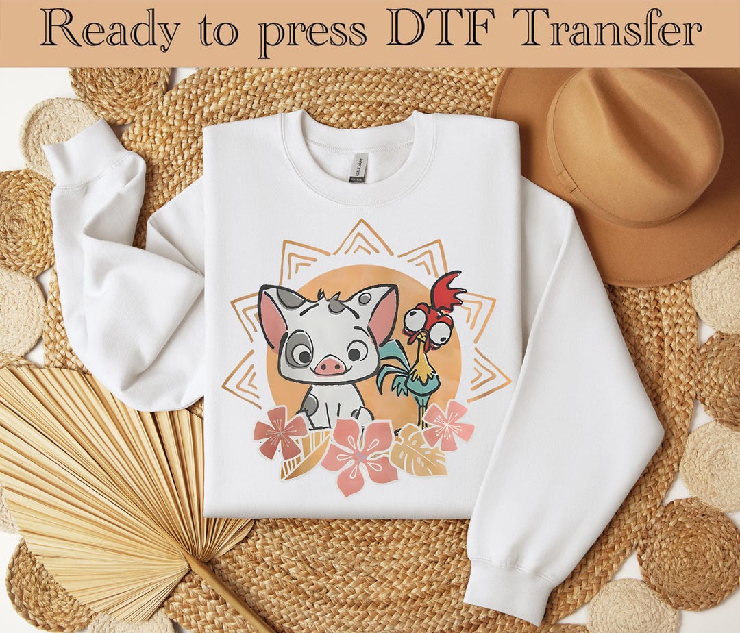 Disney Moana Pua and Hei Hei DTF, Disney Moana Ready to Press, Disney ...