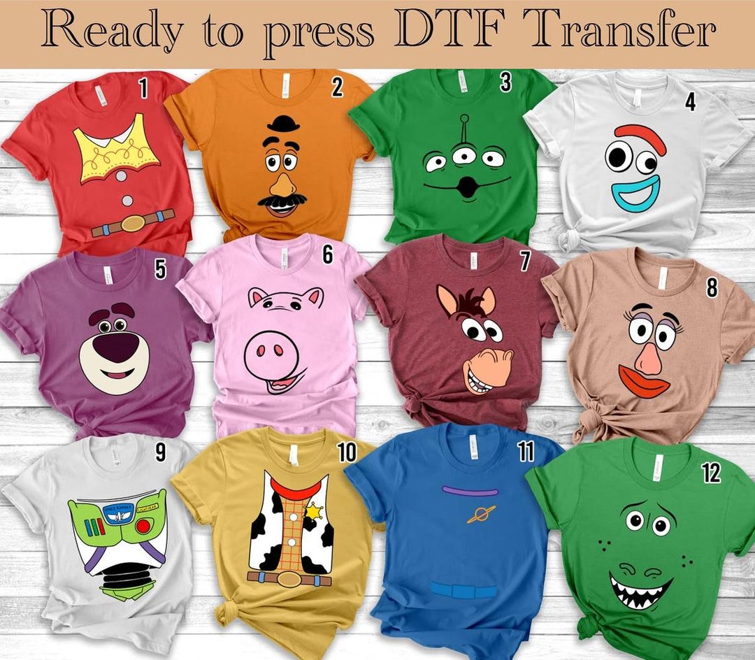 Toy Story Face Outline Family Ready to Press, Disney DTF Transfer, to ...