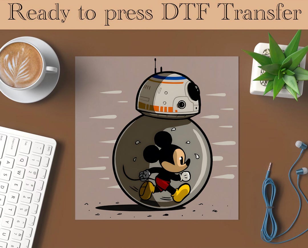 Mickey Mouse BB-8 DTF Transfer, Disney Ready to Press, Running Mickey ...