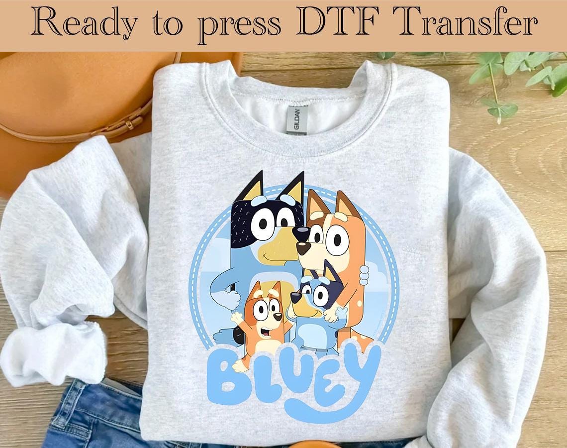 Bluey Ready to Press, Blue Dog DTF, Bluey Heat Transfer, Blue Dog Dtf ...