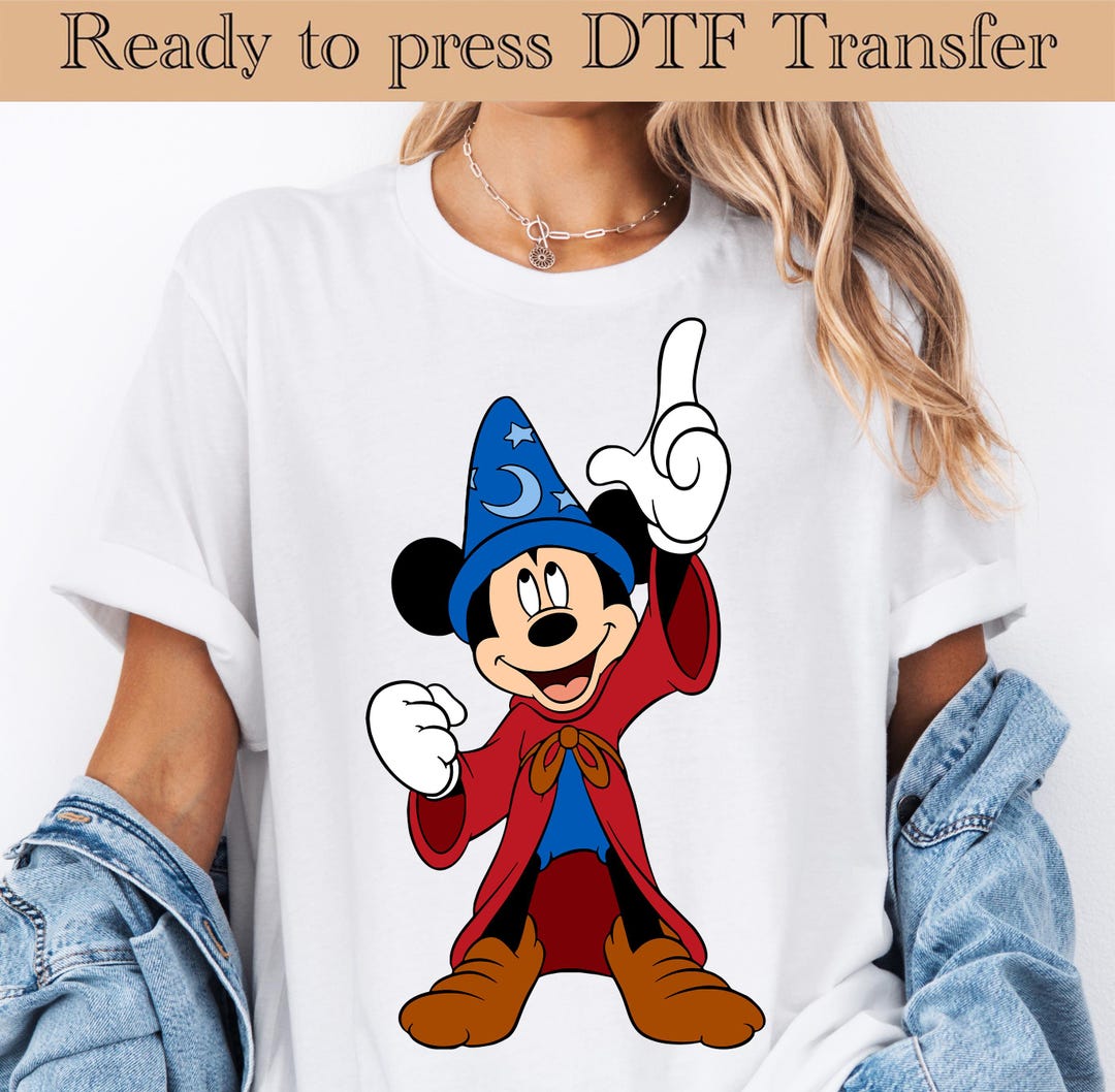 Mickey Mouse Wizard DTF, Mickey Mouse Heat Transfer, Disneyworld DTF ...