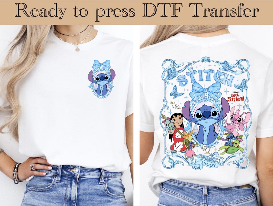 Disney Two-sided Lilo and Stitch DTF Transfer, Disney Stitch DTF ...