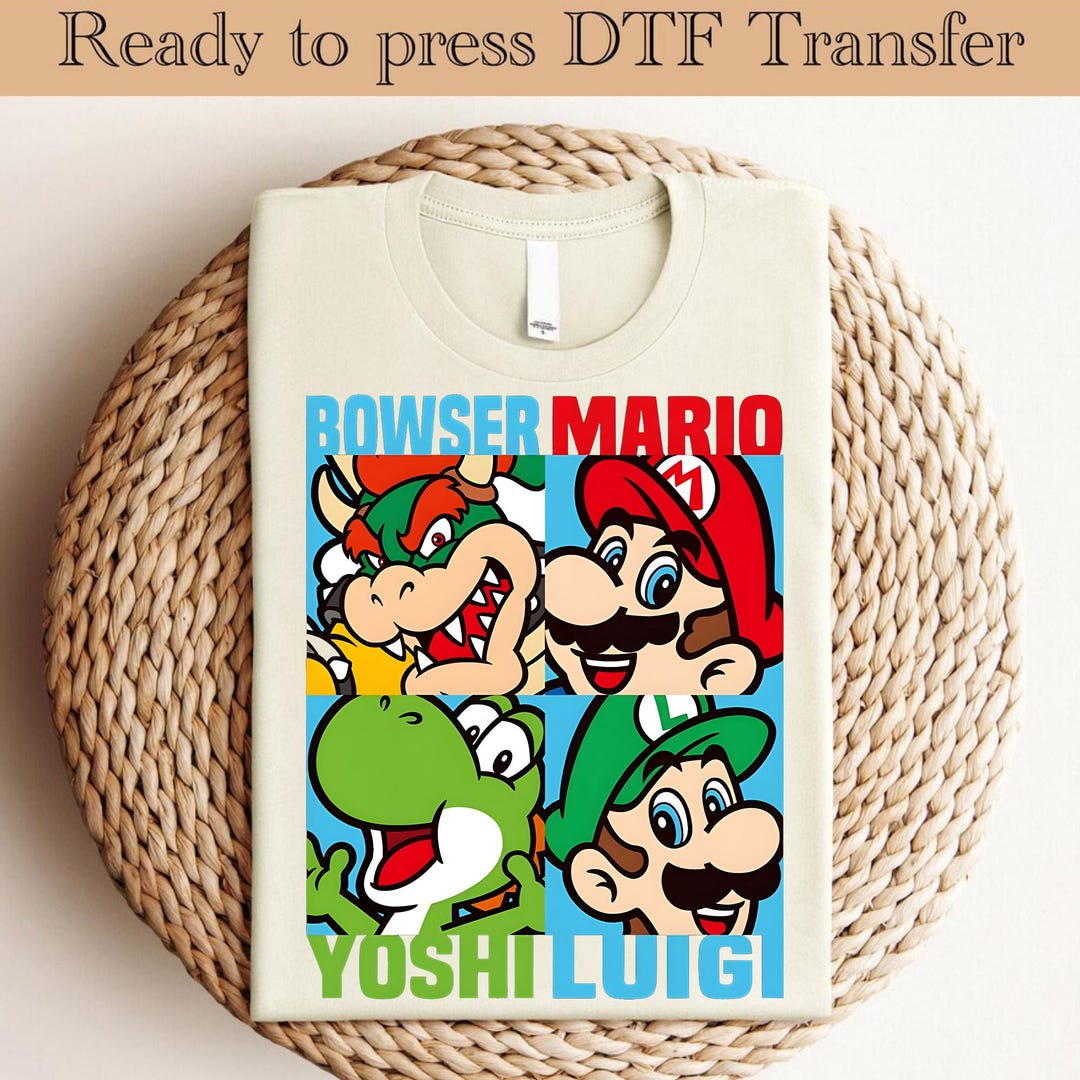 Super Mario Family DTF, Super Mario Character Ready to Press, Super ...