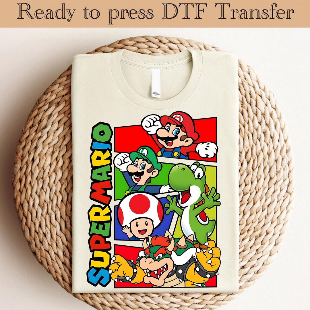 Super Mario Family DTF, Super Mario Character Ready to Press, Super ...