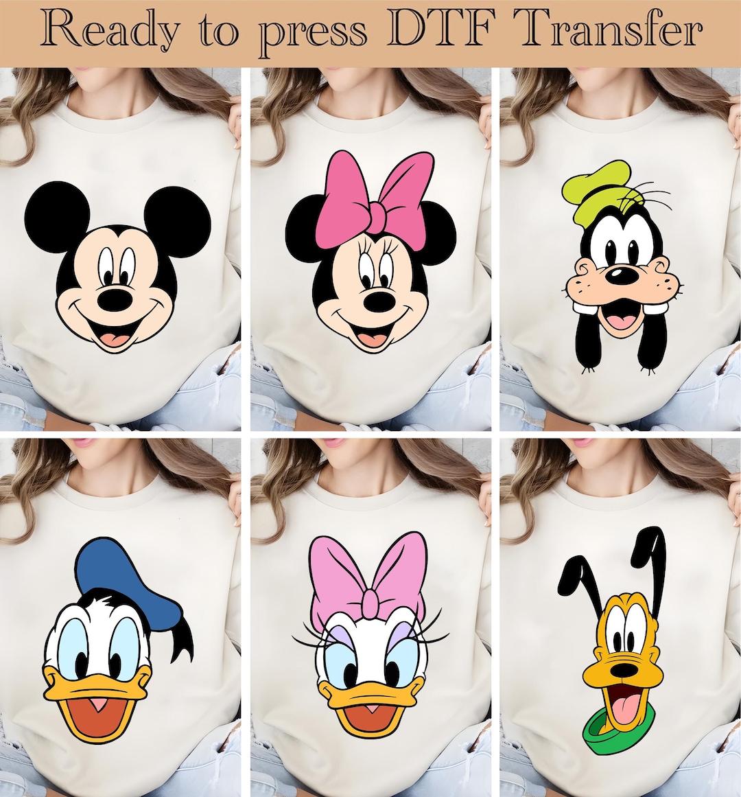 Disney Characters DTF, Mickey and Friends Ready to Press, Disneyland ...