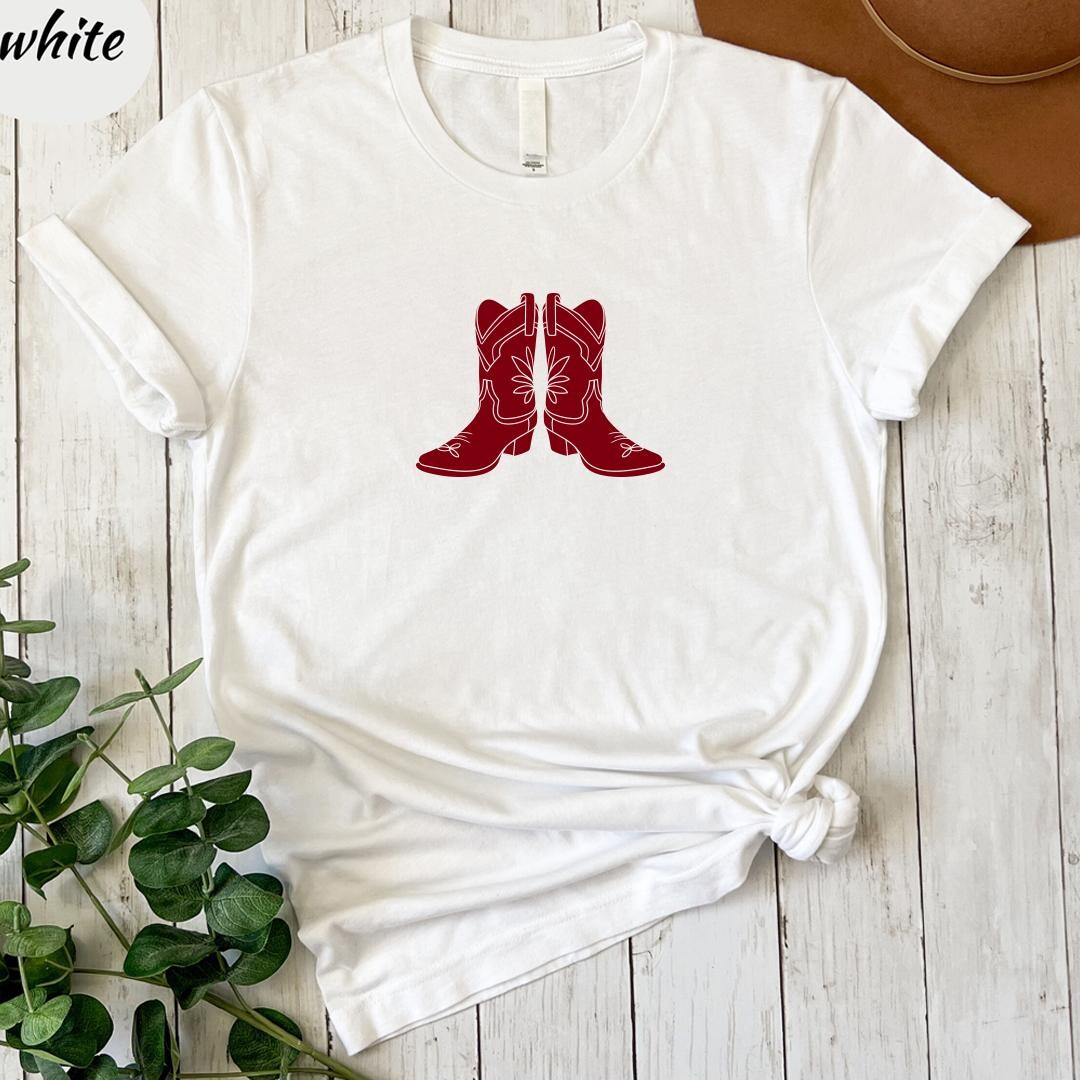 Retro Red Cowboy Boot T-shirt for Rodeo - - Western Aesthetic Cowgirl ...