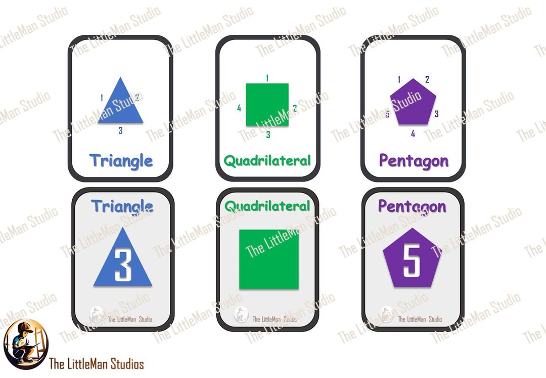 Polygon Flash Cards | Triangle to Dodecagon - Etsy