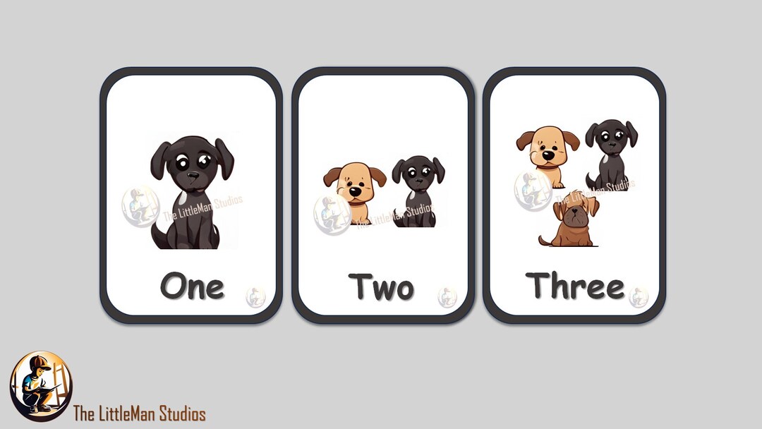 1 to 10 Number Flash Cards | Dog Illustrations - Etsy