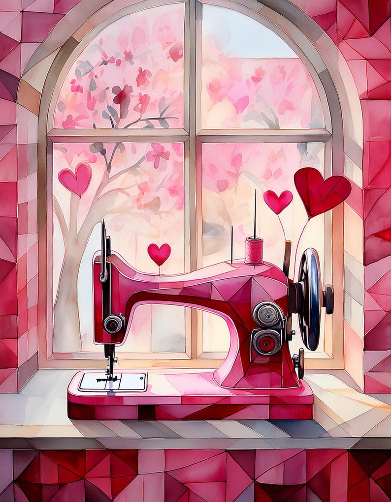Valentine Quilter Crafter Greeting Card, From the Heart Vintage Singer ...