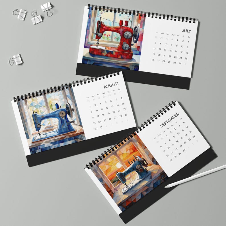 Desk Calendar, Quilting and Sewing Art, 2026 Yearly Planner, Vintage ...