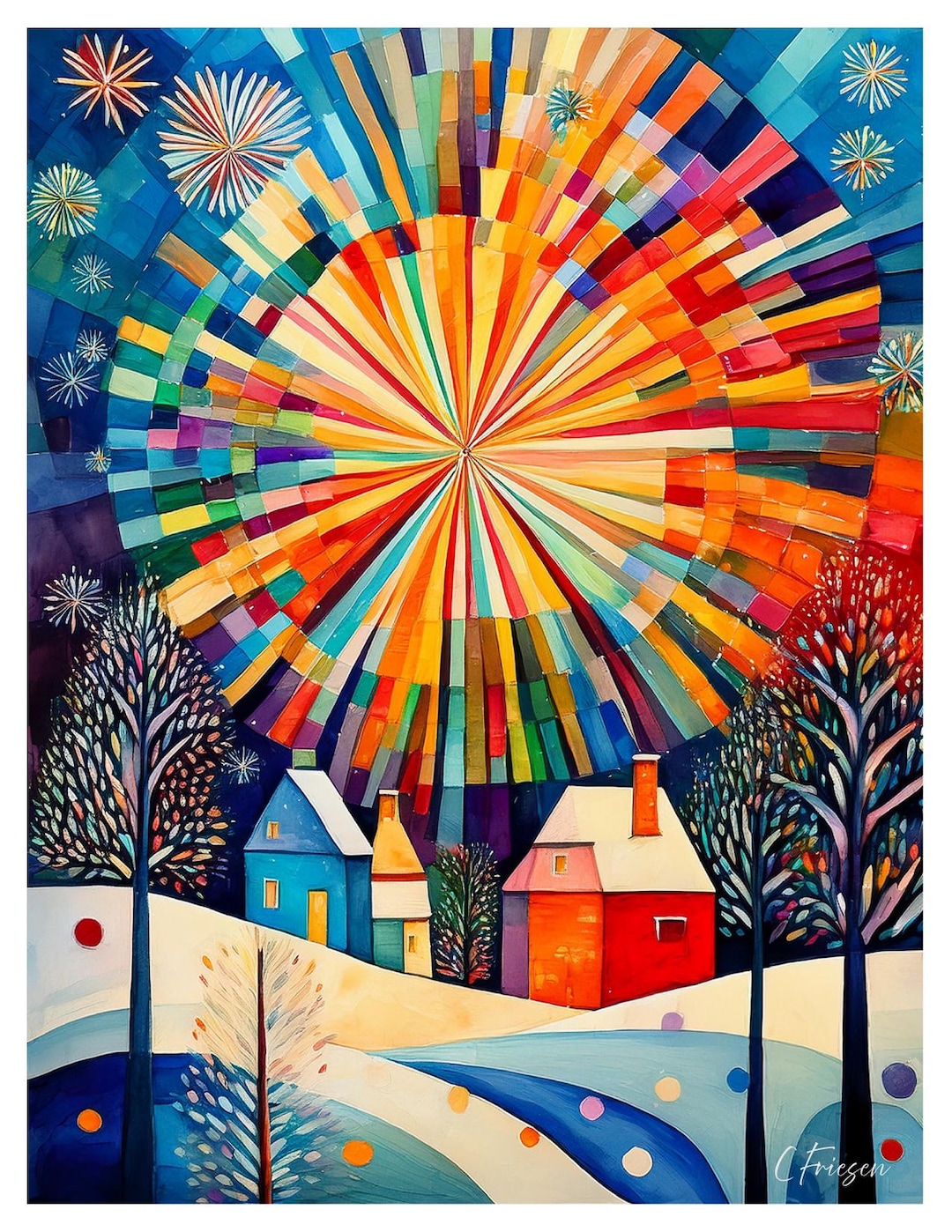 Happy New Year Greeting Card, Welcome 2025, Fireworks Light Show, NYE ...