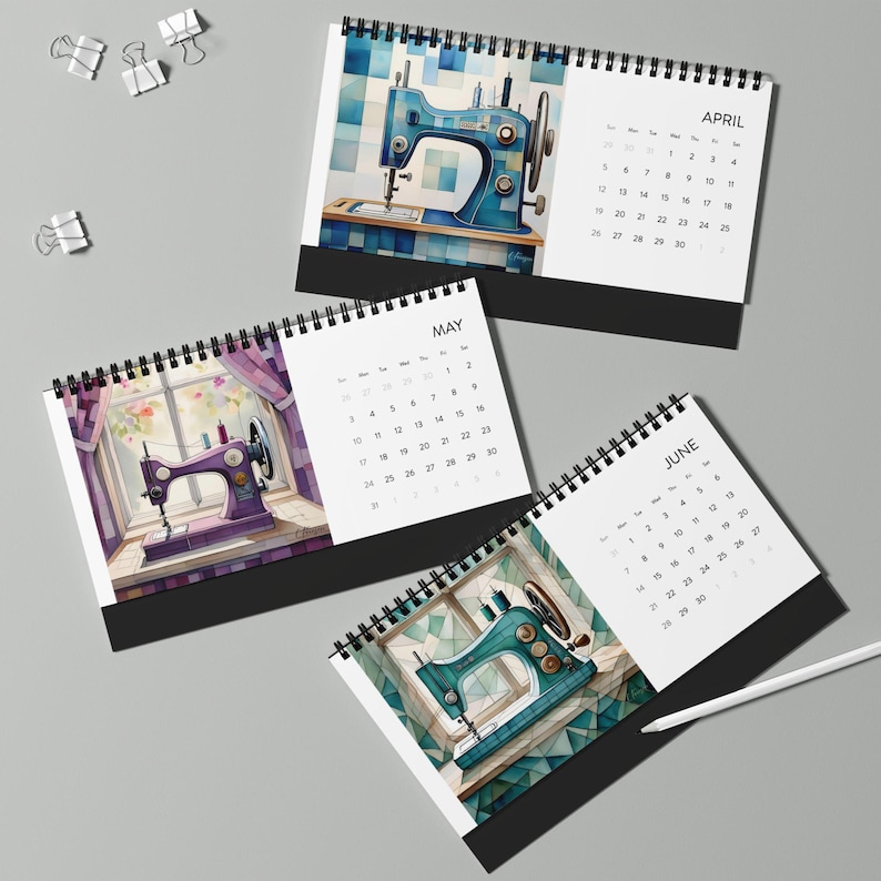 Desk Calendar, Quilting and Sewing Art, 2026 Yearly Planner, Vintage ...