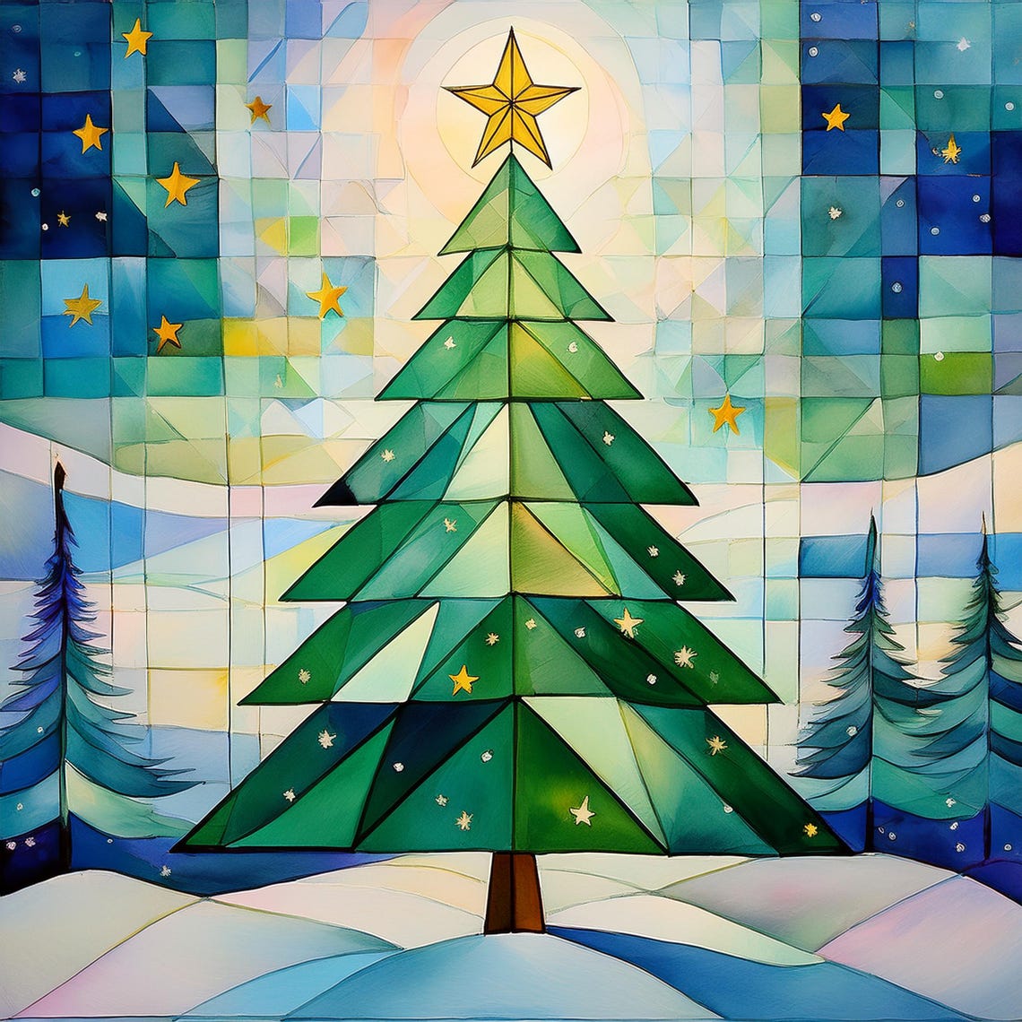 Holiday Hues - Festival of Trees Card Greeting Card Collection, Quilted ...