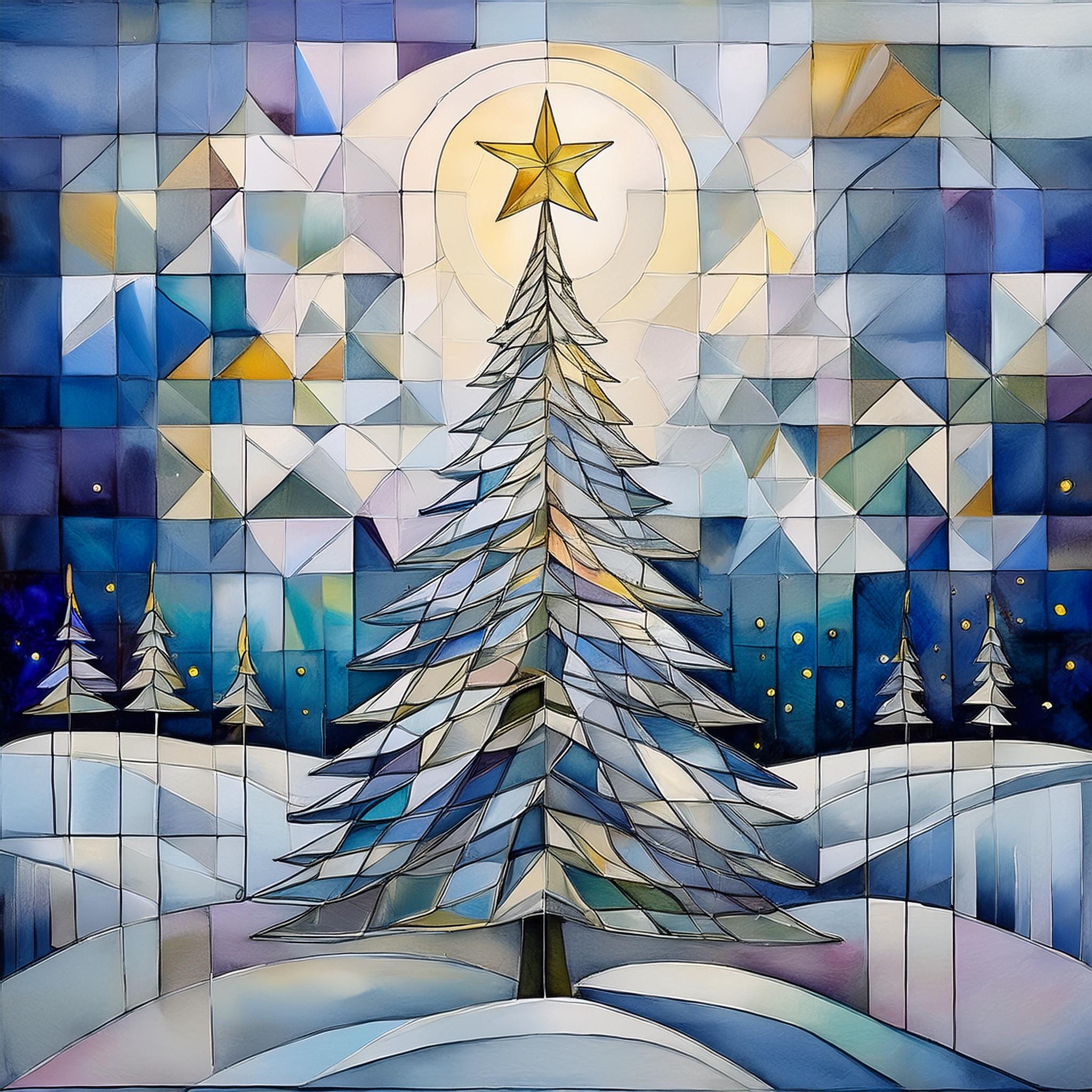 Silver Fir Tree Holiday Greeting Card, Quilted Christmas Tree ...