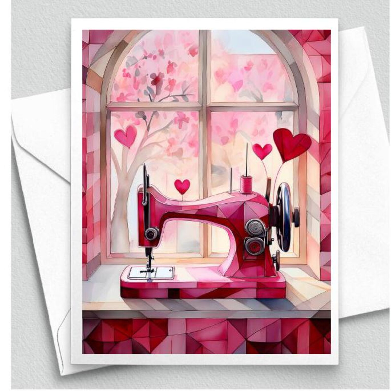 Valentine Quilter Crafter Greeting Card, From the Heart Vintage Singer ...