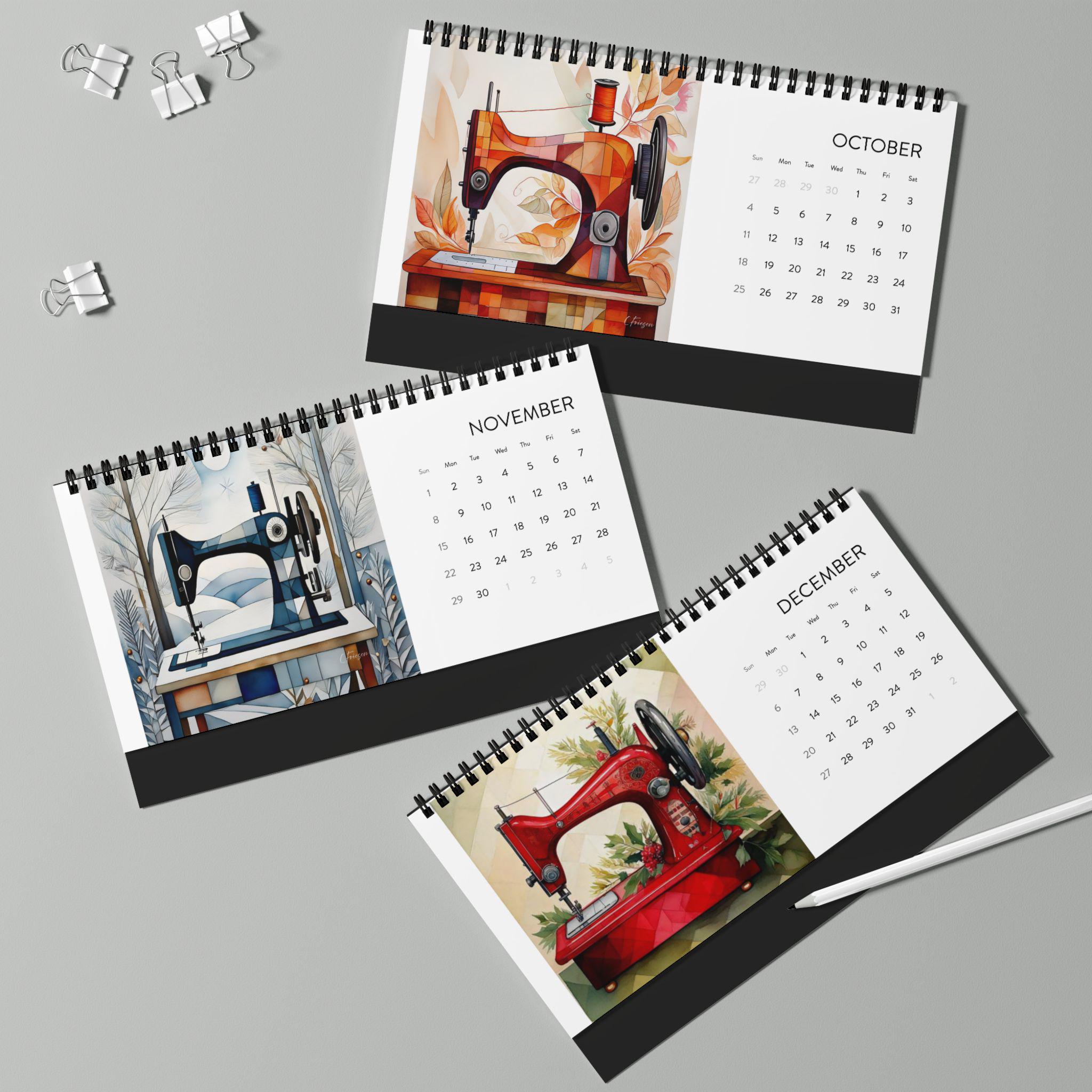 Desk Calendar, Quilting and Sewing Art, 2026 Yearly Planner, Vintage ...
