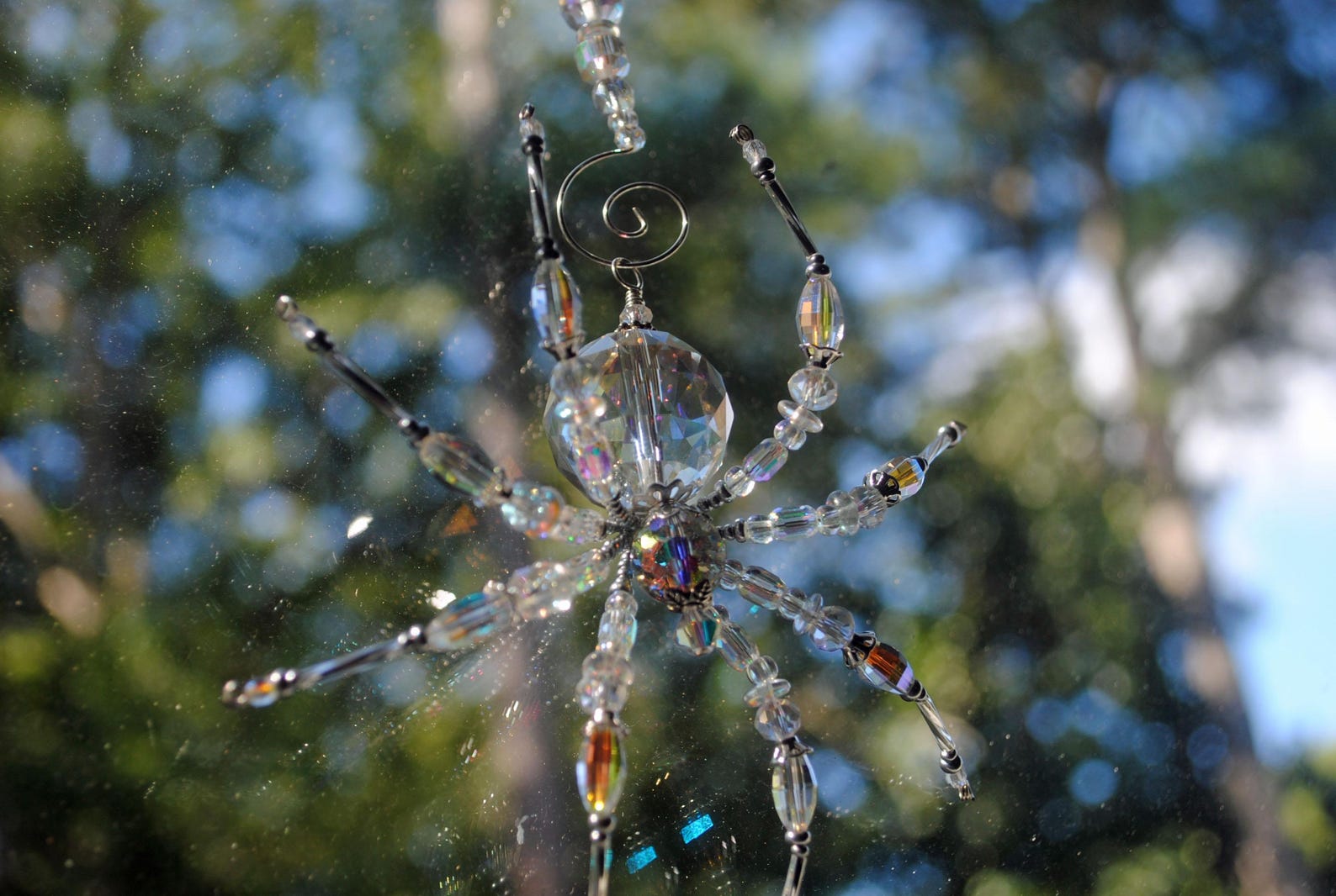 Stunning Large 24mm Multifaceted Ball Clear AB Sparkly Beaded Spider ...