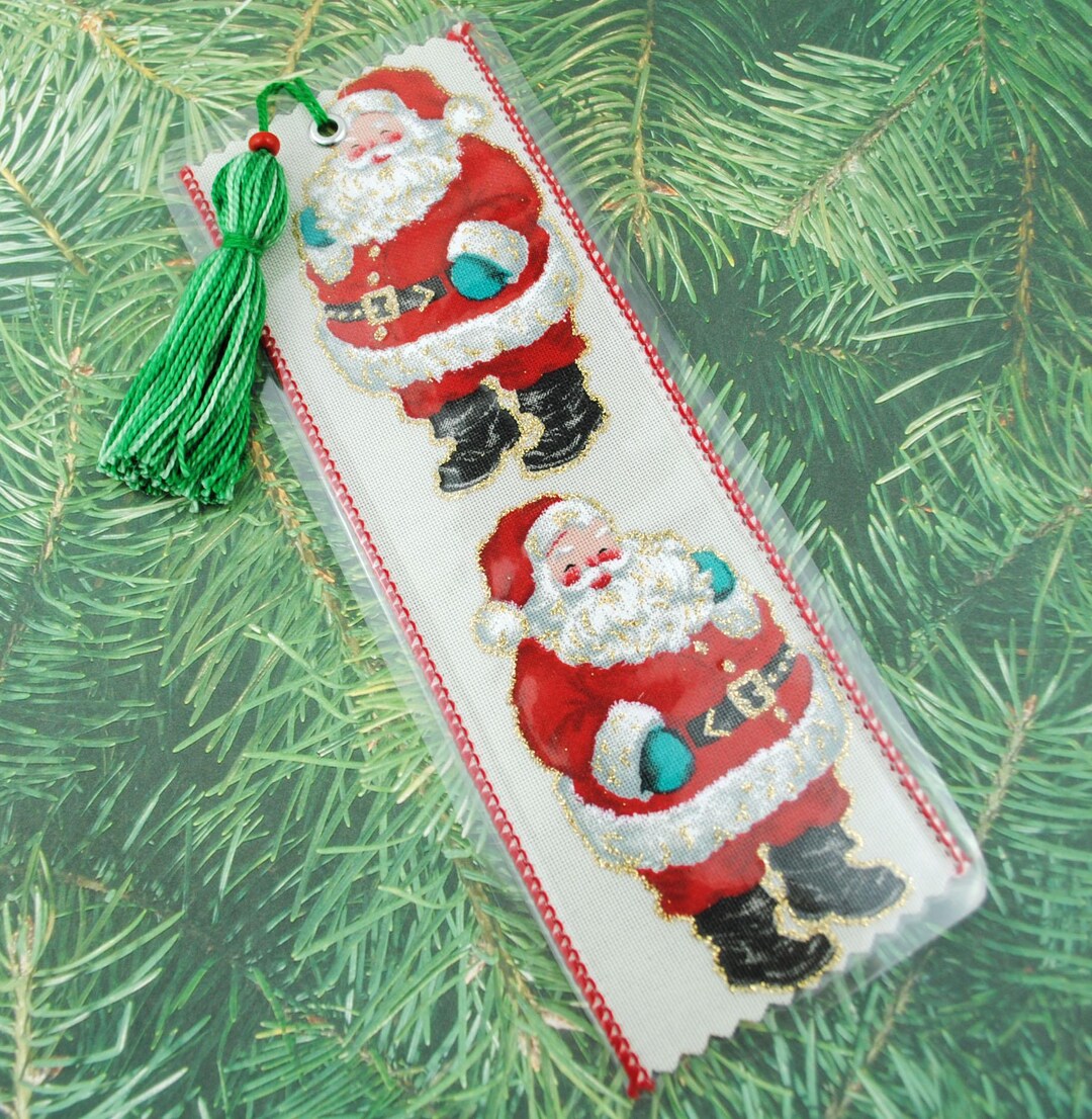 Christmas Secret Santa Claus Handmade Bookmark Gift, Green Tassel Book ...