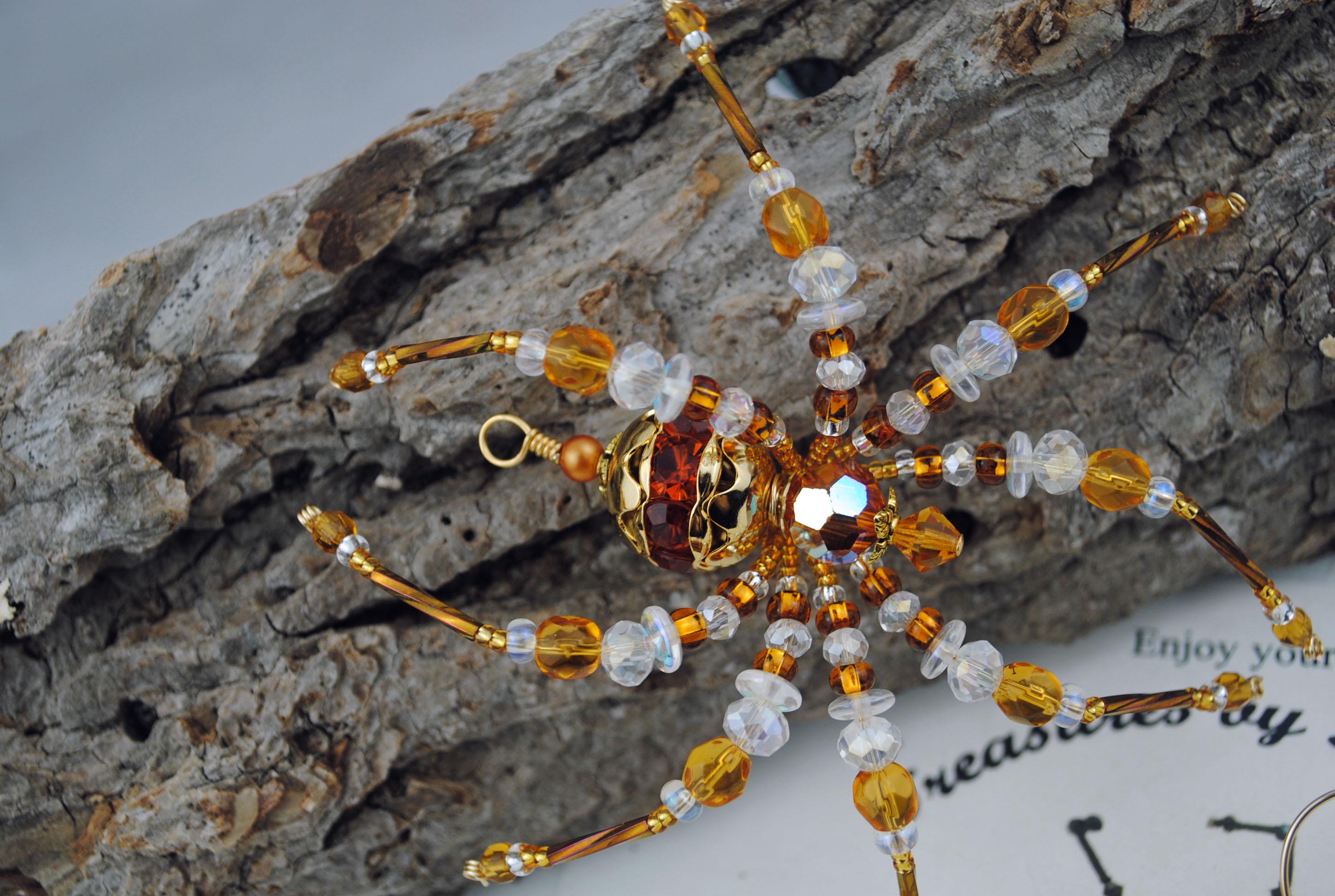 November Birthstone Beaded Spider, Swarovski Crystal Topaz Spider ...