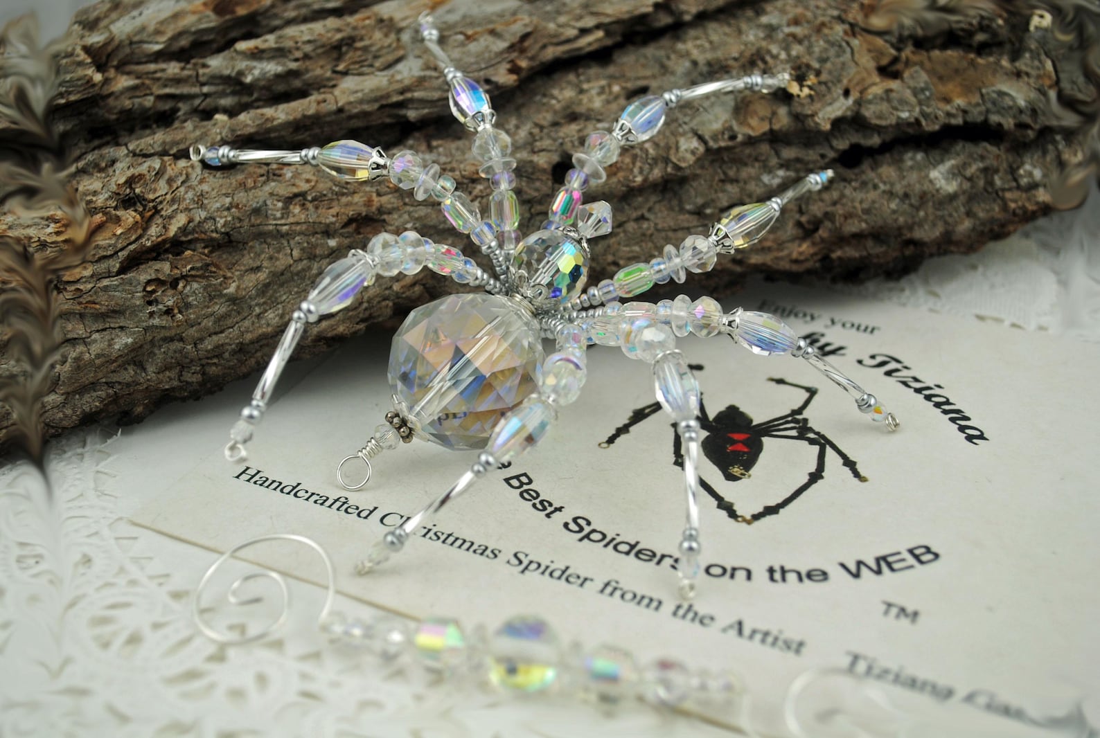 Stunning Large 24mm Multifaceted Ball Clear AB Sparkly Beaded Spider ...